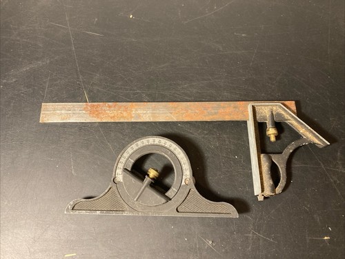 Bevel Protractor 0-180 Degree Bubble Level & 12” Combination Square ...