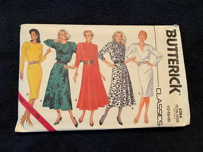 VINTAGE UNCUT 1986 Butterick Pattern #4364 Misses Dress Size 12-14-16 ...
