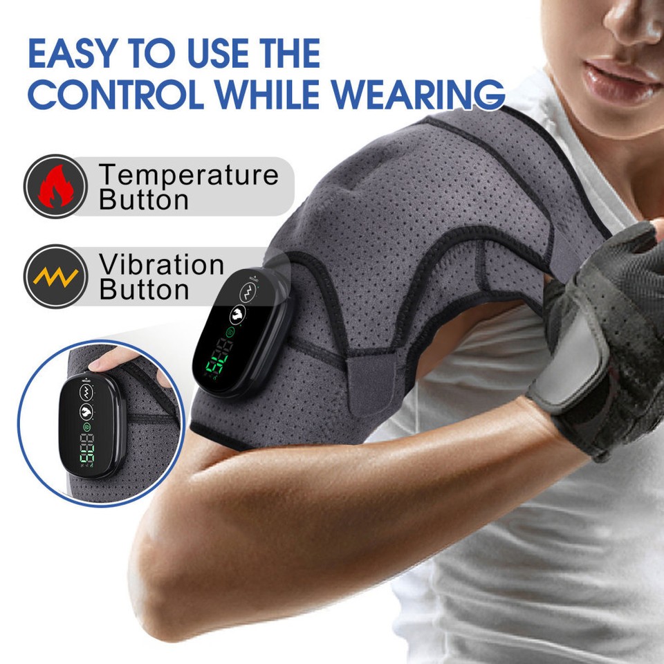 Electric Heating Vibration Shoulder Joint Pad Brace Therapy Massager ...