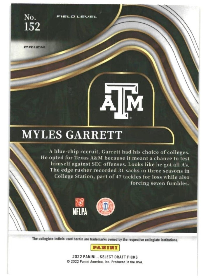 2022 - SELECT DRAFT PICKS - GOLD LAZER PRIZM - # 152 - MYLES SAMUEL ...