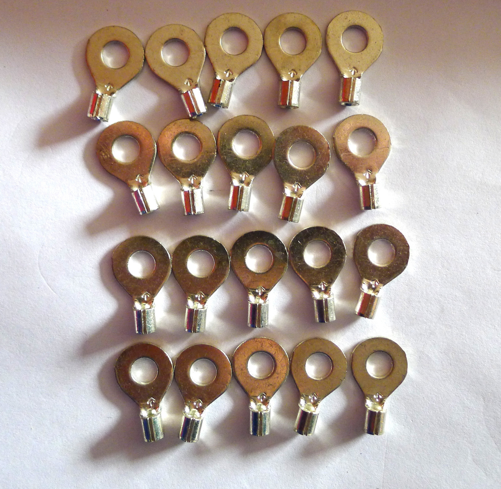 Lot of 20- Non-Insulated Solderless Ring Terminal 16-12 1/4" Stud Size ...