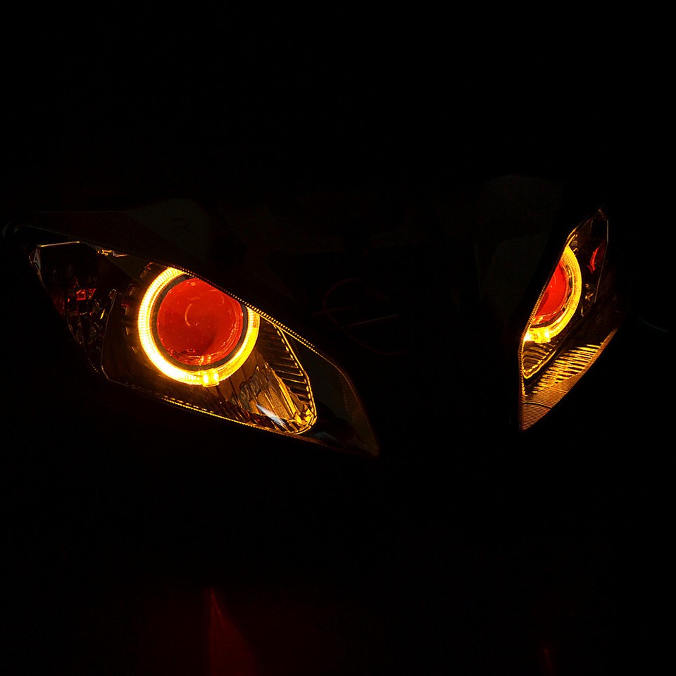 Headlight Assembly Amber Halo HID Light Red Demon Eyes for Yamaha YZF ...