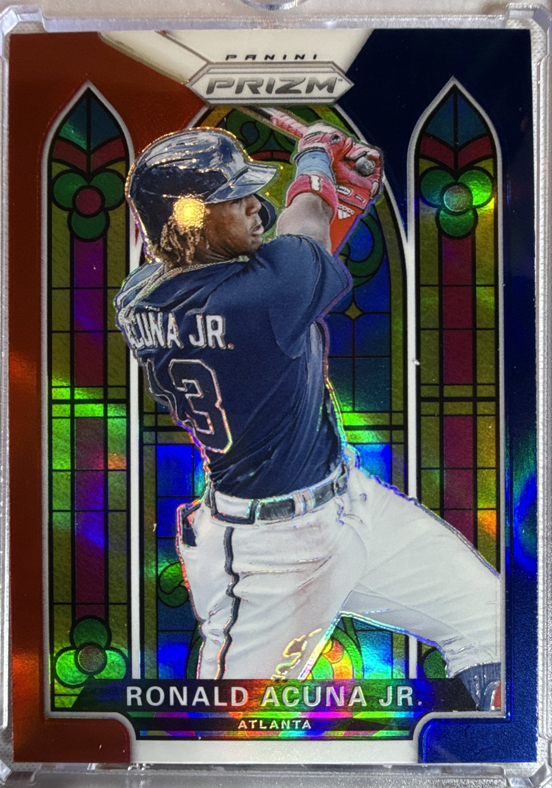 2021 Panini Prizm - Stained Glass Ronald Acuña Jr. #SG-4 Red White ...