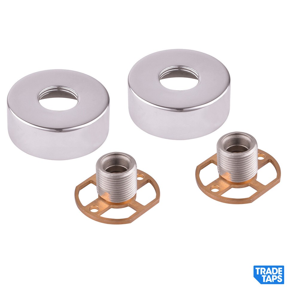Shower Bar Valve Easy Fast Fix Fitting Kit: Round Chrome Shrouds Fixing ...