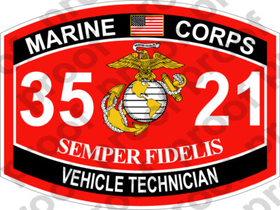 STICKER USMC MOS 3521 VEHICLE TECHNICIAN ooo USMC Lisc No 20187 | eBay