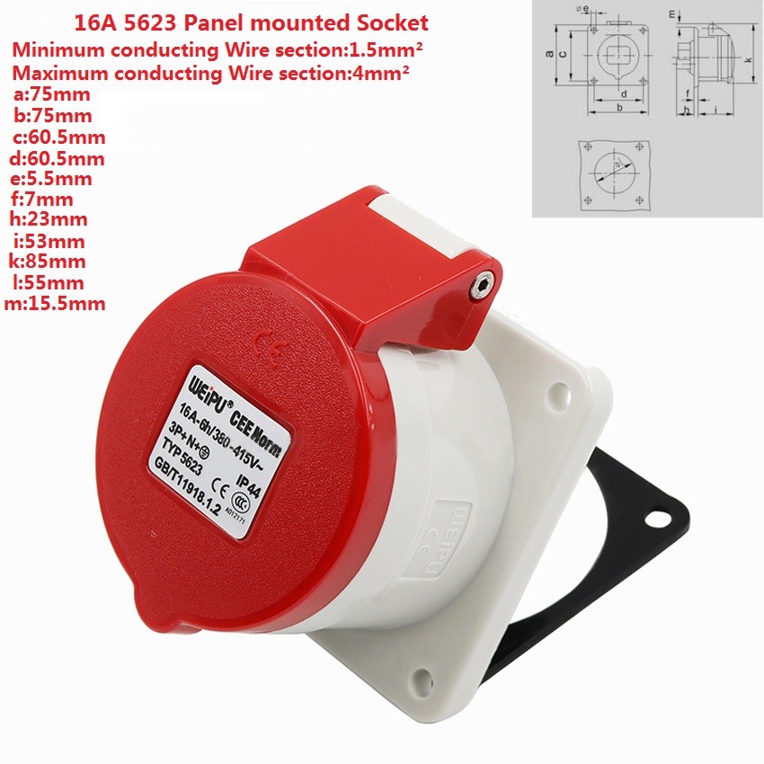 400V 16/32Amp 5Pin Industrial Plugs Or Socket IP44 Male/Female ...