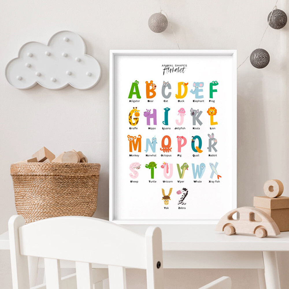 Animal Shapes Alphabet Poster. Preschool ABC Art Print Educational Kids ...