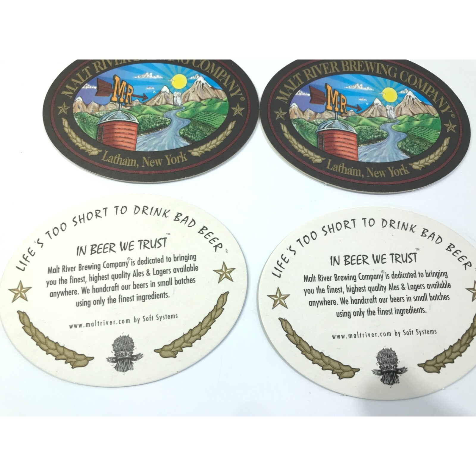 Vintage Malt River Brewing beer coaster set, Latham New York, in beer ...