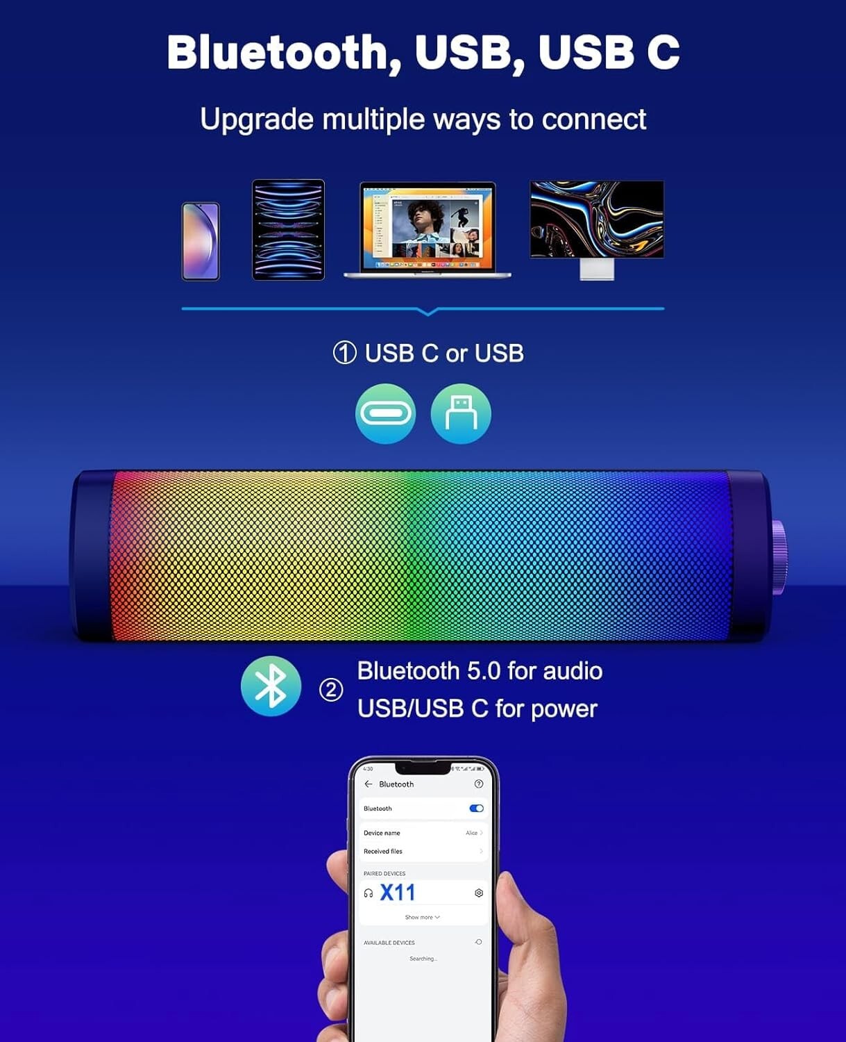 Computer Speakers for Desktop Monitor, PC Speakers with Touch Lights ...