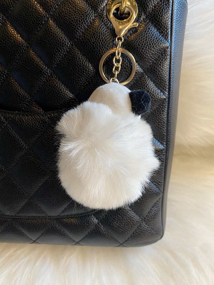 Panda bag charm Pom Pom Keychain White Fluffy kawaii New Birthday ...