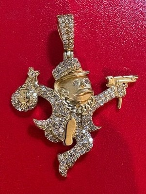 14K Yellow Gold & Diamonds Bank Robber or Monopoly Guy Pendant | eBay