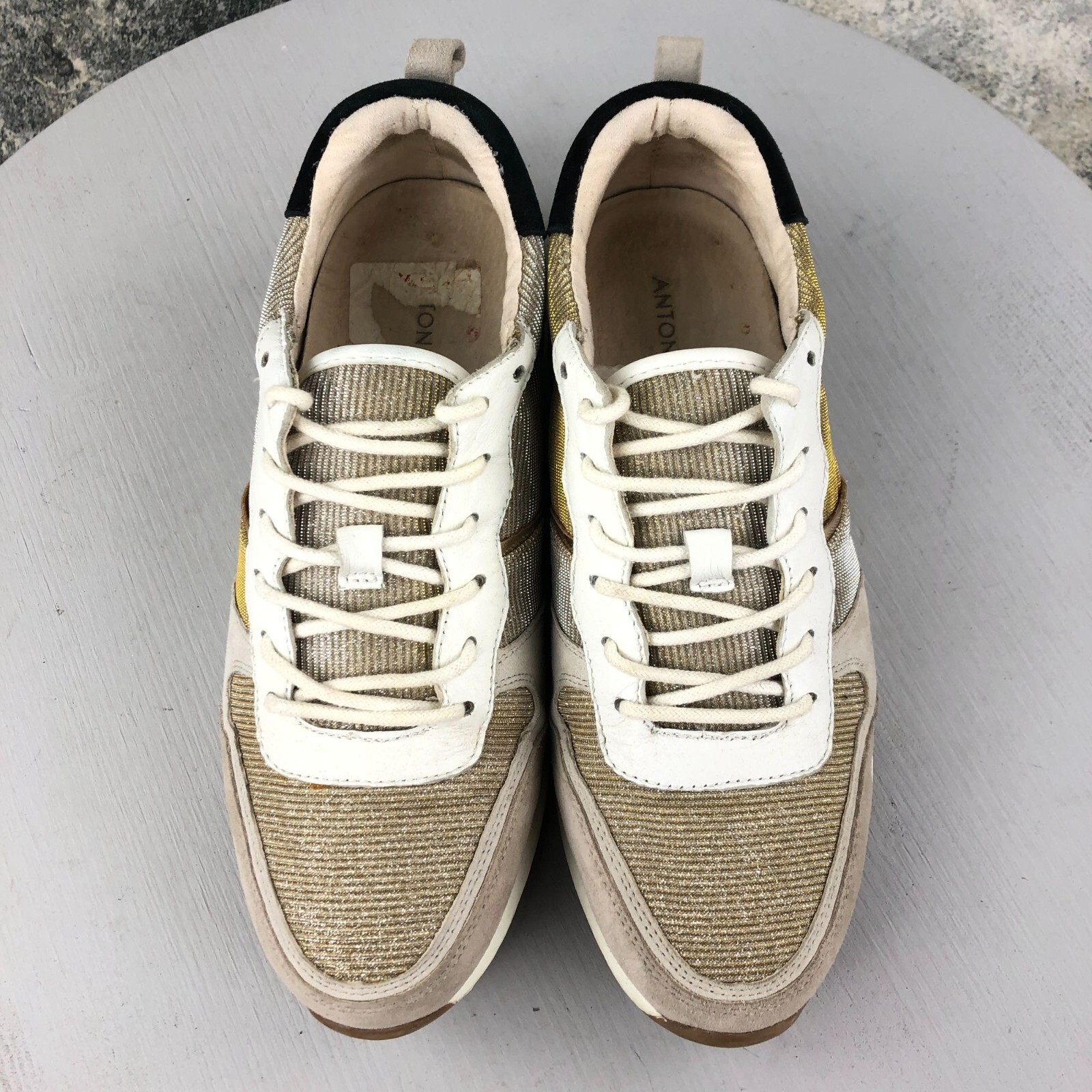 Antonio Melani Women's Size 5.5M Tan Gold Silver Leather Lace-Up ...