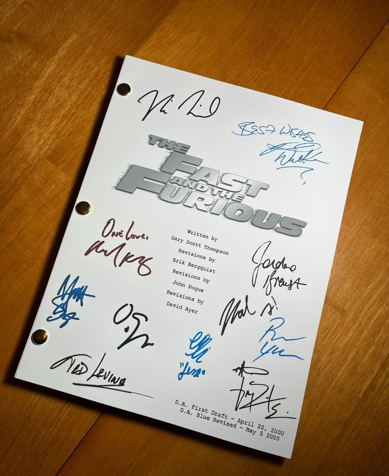 The Fast and the Furious Script Signed- Autograph Reprints- 104 Pages ...