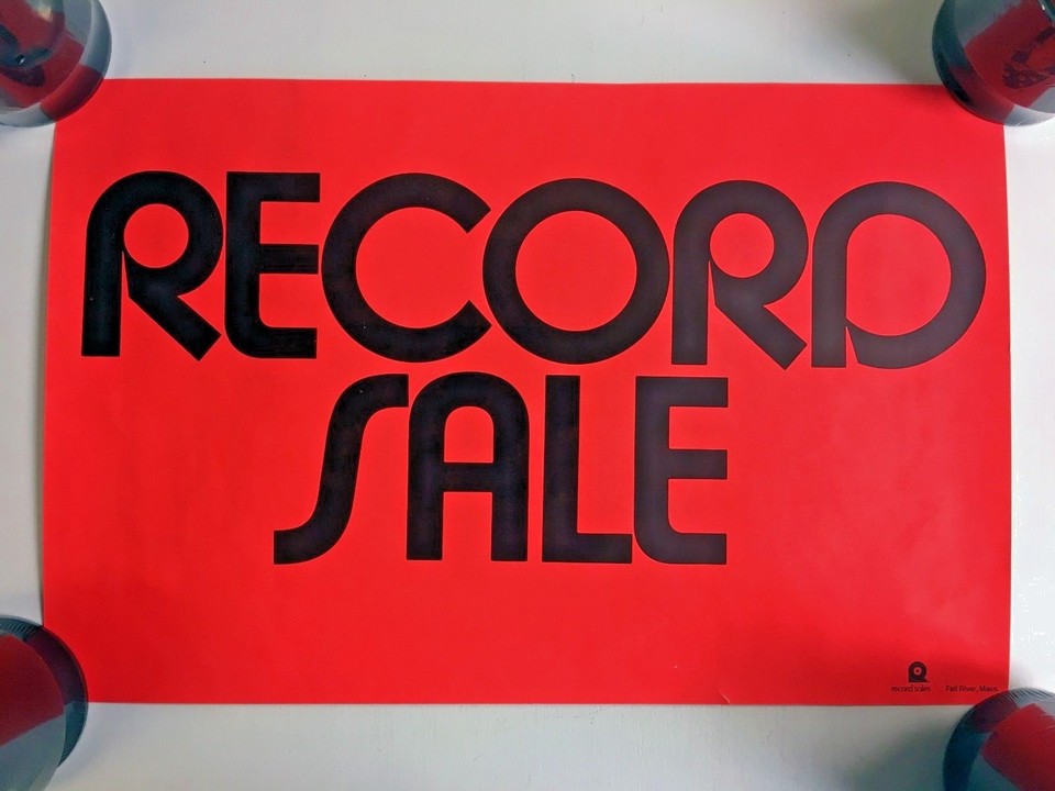 Vintage VTG Record Store Mammoth Sale Signs Banner Poster + Paperwork ...