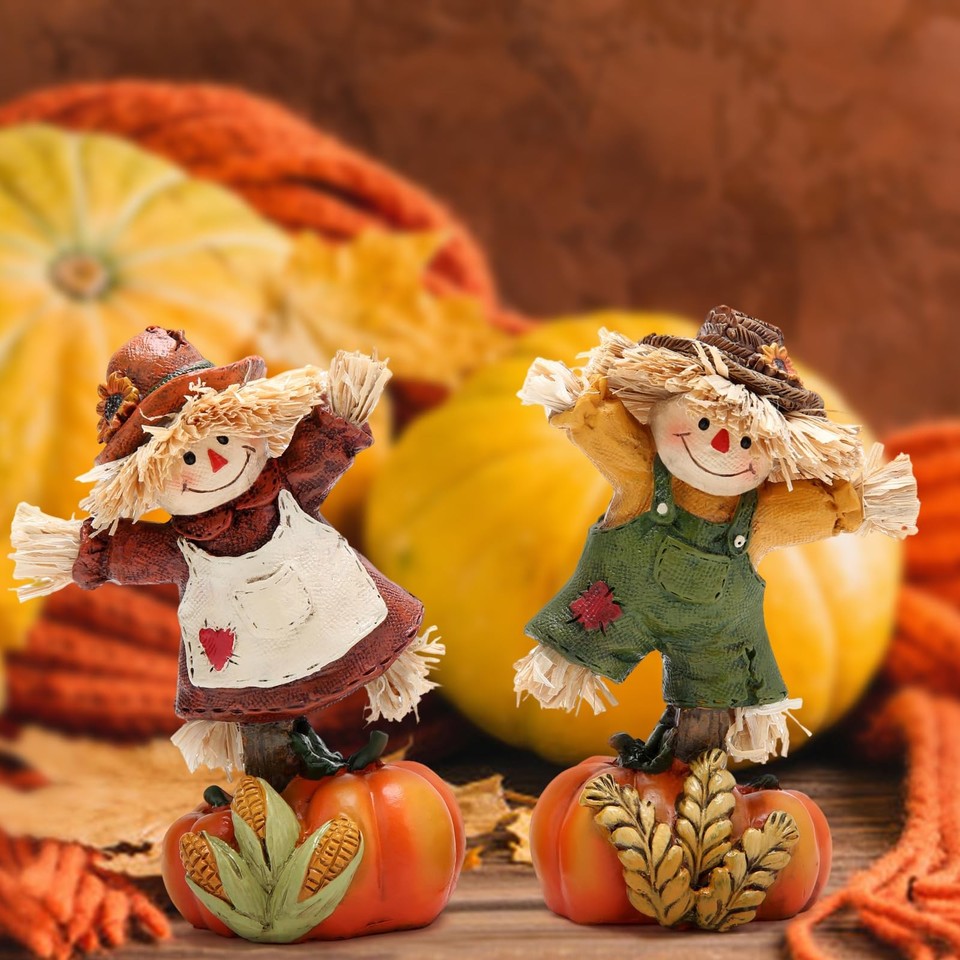 Collectible Thanksgiving Pumpkin Scarecrow Figurines Harvest Scarecrow ...