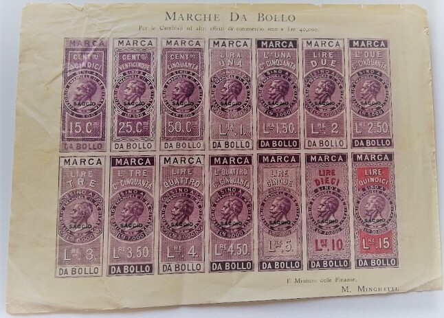 1862 REGNO FOGLIETTO 14 MARCHE DA BOLLO SAGGIO -PER LE CAMBIALI FINO A ...