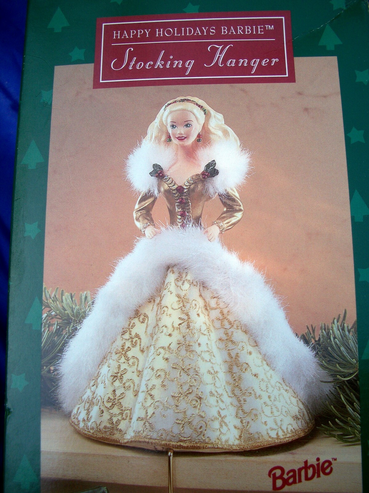 Hallmark 1995 HAPPY HOLIDAYS BARBIE FIGURINE Christmas STOCKING HOLDER ...