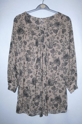 SIZE 8 PALE BROWN & BLACK PATTERNED TUNIC TOP 3611 | eBay UK