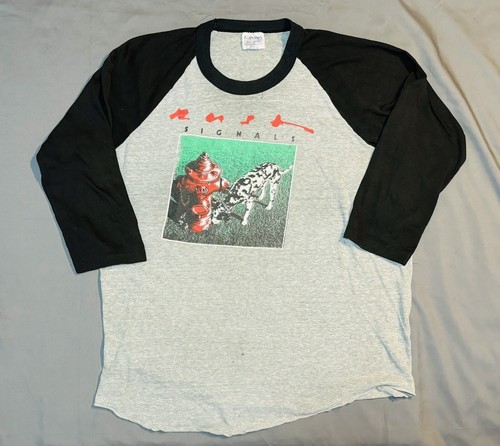 Vintage Rush Signals T Shirt Raglan Gray Black World Tour 1982 1983 XL ...