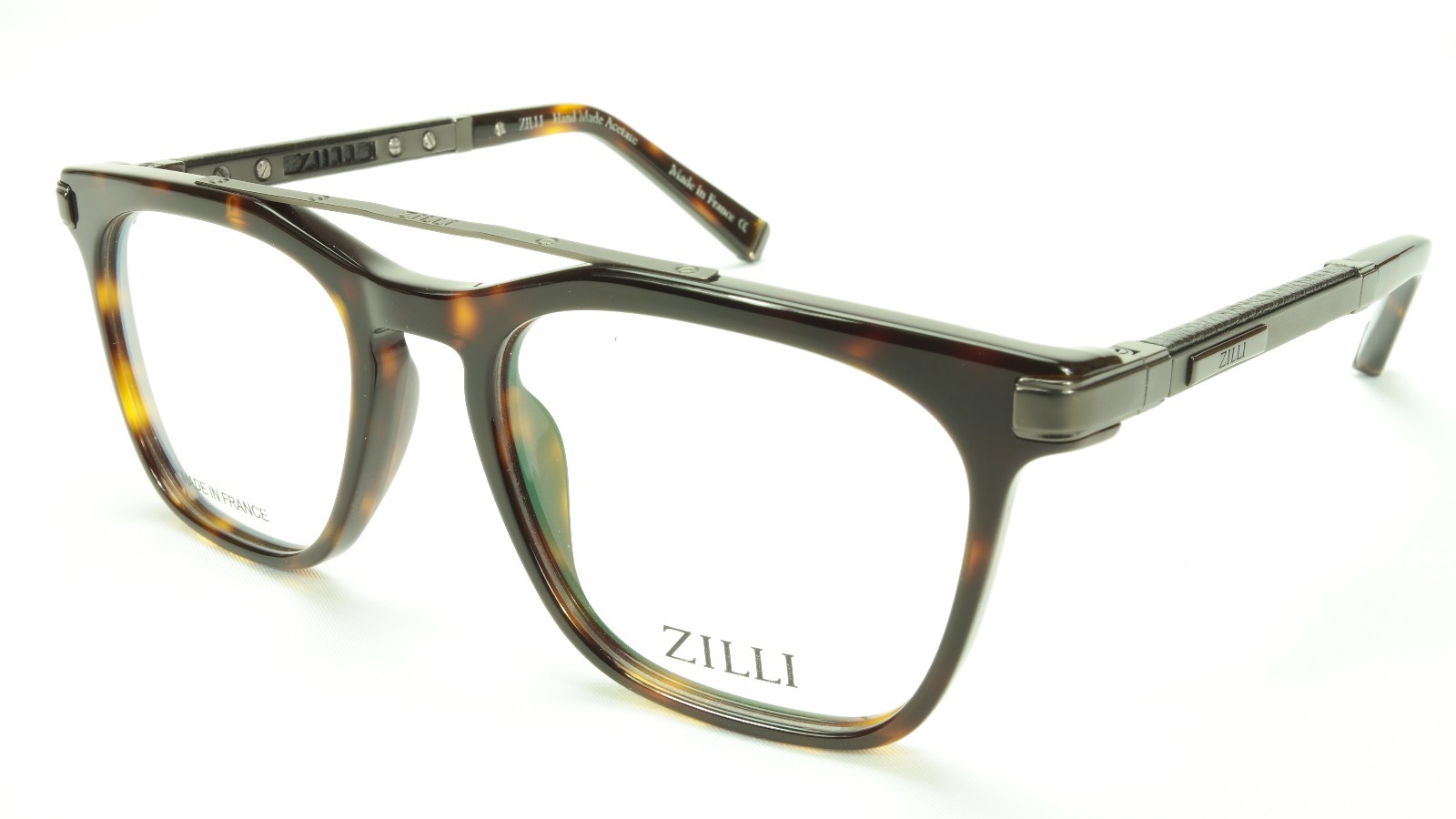 ZILLI Eyeglasses Frame Acetate Leather Titanium France Hand Made ZI ...