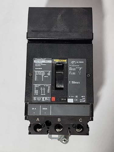 Square D HGA36020 Circuit Breaker 20A 3P 600V 3PH HGA 3 pole | eBay