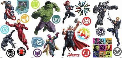Avengers Peel And Stick Wall Decals Set Of 26 Easy Removable Stickers ...