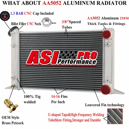3 Row Aluminum Radiator For VW Scirocco, Pro Stock Style 80104N 51965 ...