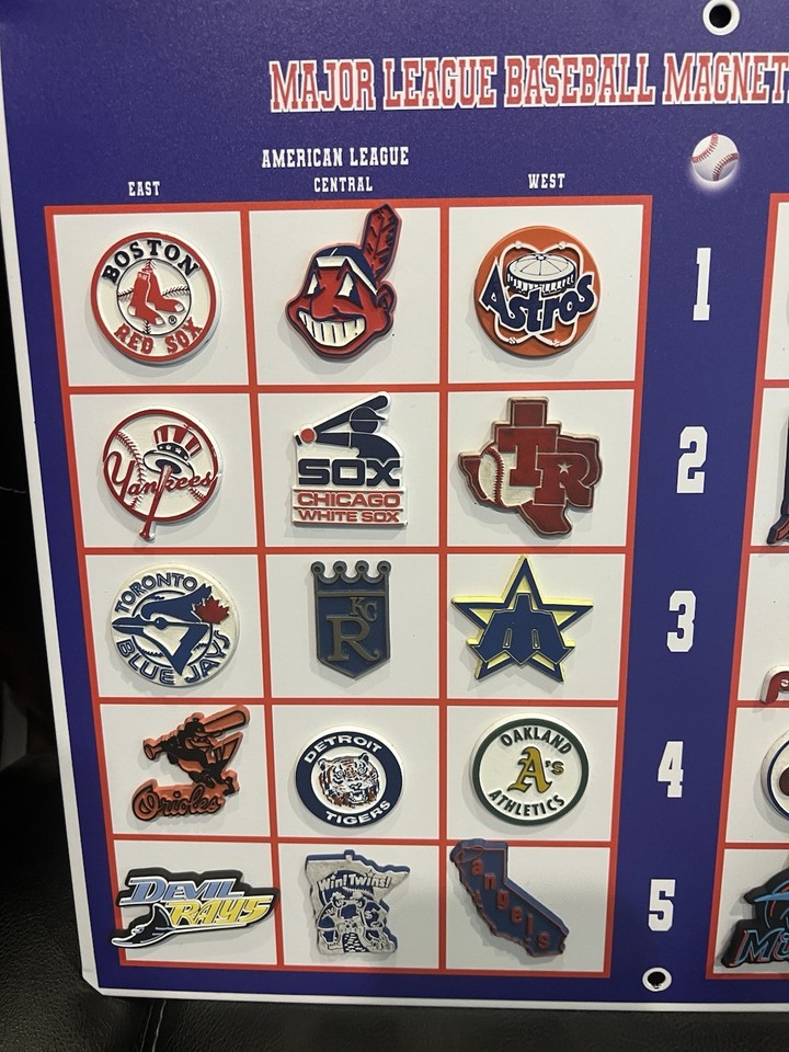 VINTAGE MLB MAGNETIC STANDINGS BOARD FULL SET 30 TEAM RUBBER FRIDGE ...