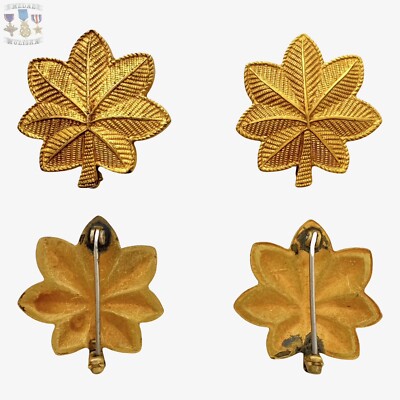 WWII US ARMY MAJOR OFFICER OAK-LEAF SHOULDER RANK INSIGNIA 1-1/8” X 1-1 ...