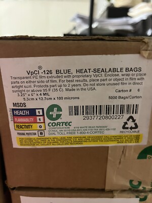 Cortec VpCI 126 Blue Bag-3.25 X 5 X 4 Mil -- 5000 pcs MUST SEE | eBay