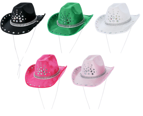 Cowgirl Hat Rhinestone Fancy Dress Cowboy Hen Party Jewelled Wild West ...