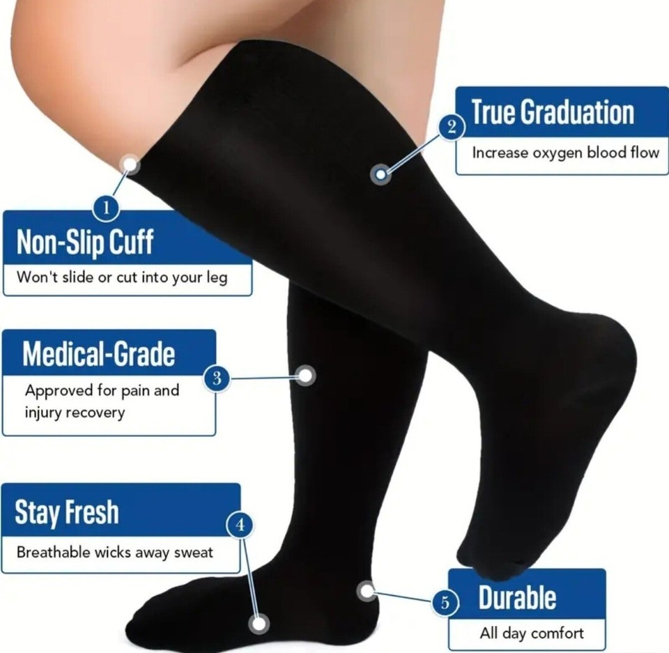 4XL Compression Socks 15-20 mmhg For Swelling Lymphoedema CVI Blood ...