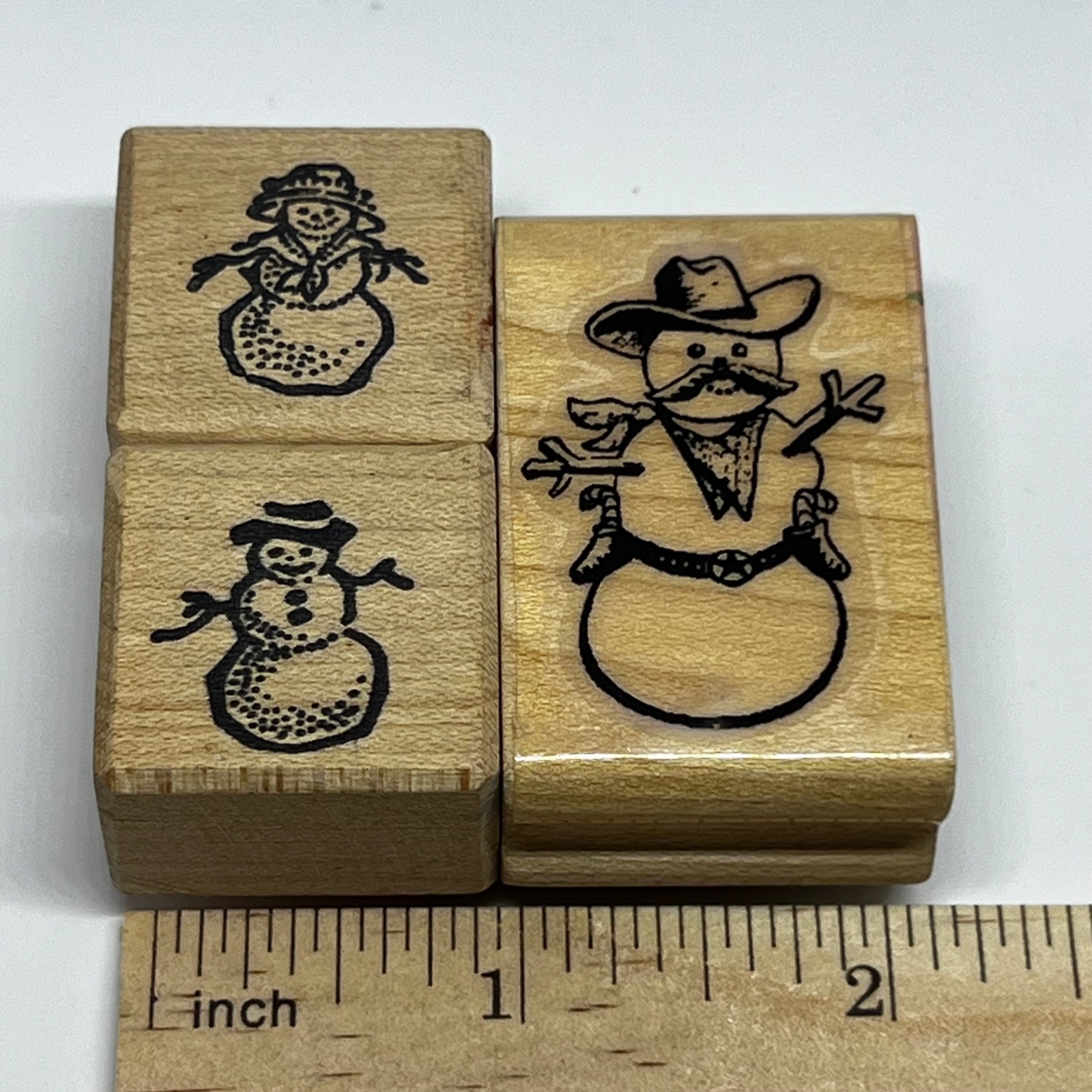 Cowboy Sheriff and Mr Mrs Snowman set of 3 Rubber Stamp winter ...