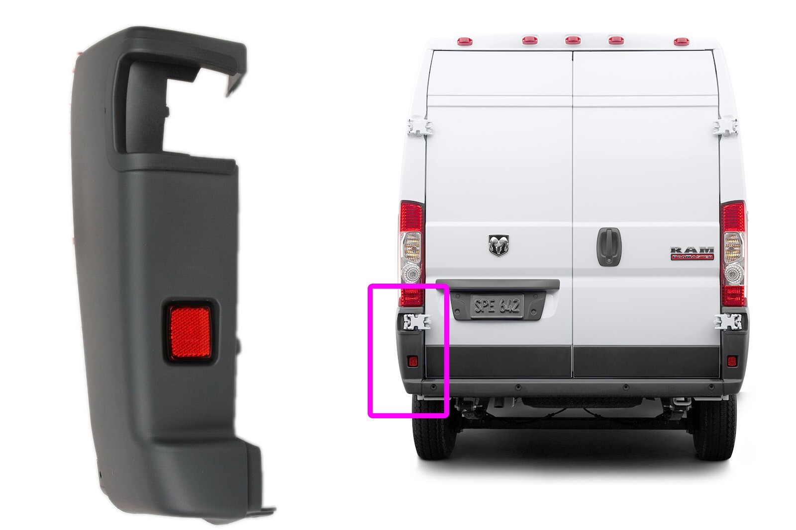 FIT DODGE RAM PROMASTER 2014-2018 DRIVER LEFT REAR BUMPER CORNER COVER ...