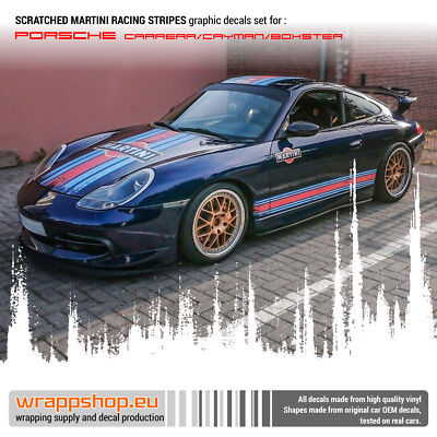 Scratched Martini Racing Stripes for Porsche Carrera / Cayman / Boxster ...