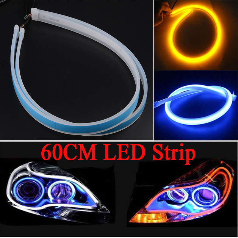 2x UK Car Dynamic LED Strip Turn Signal DRL Daytime Running Light Lamp ...