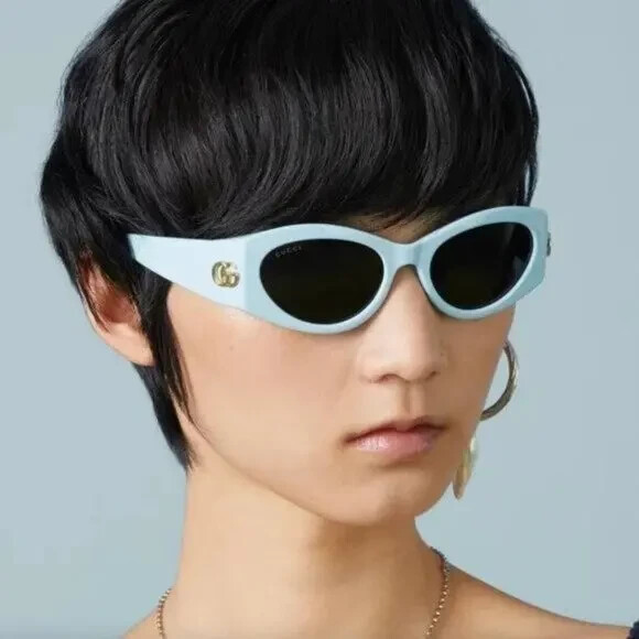 NEW GUCCI GG1401S 004 LIGHT BLUE OVAL WOMEN SUNGLASSES GUCCI | eBay