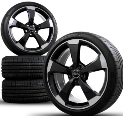 4 jantes alu neuves type AUDI ROTOR 18" BLACK polish A3 A4 A5 A6 A7 Q5 ...