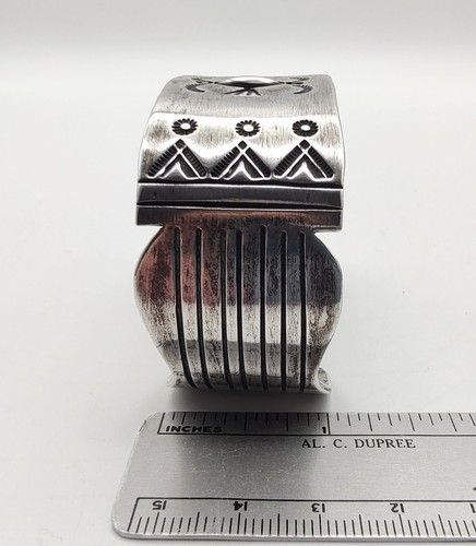 Vintage Gilbert Begay Navajo Handmade Sterling Silver Stamped Cuff ...
