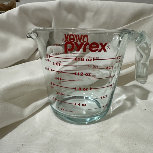 Vintage Pyrex Sz 2 Cup Glass Measuring Cup Red (Lowercase) Lettering ...