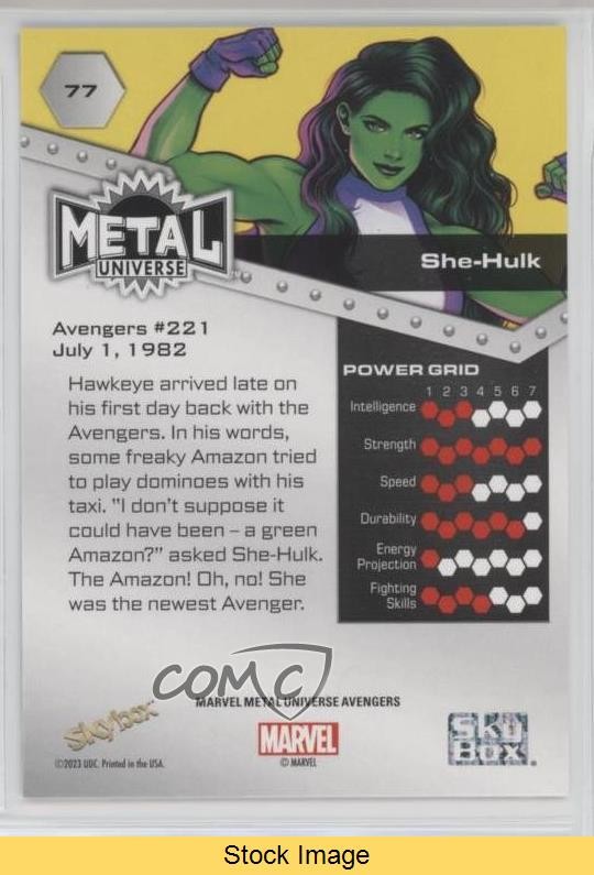 2024 Skybox Marvel Metal Universe Avengers Spectrum She-Hulk #77 READ ...