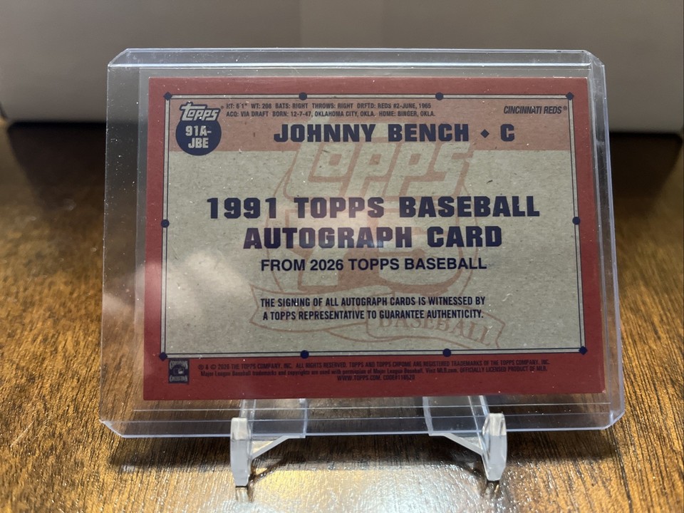 2026 Topps Series 1 Johnny Bench 1991 Topps Baseball 75th Anniversary ...