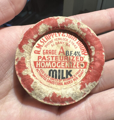 RARE A.M. Slappey & Sons Dairy Milk Bottle Cap Albany Georgia Dairy ...