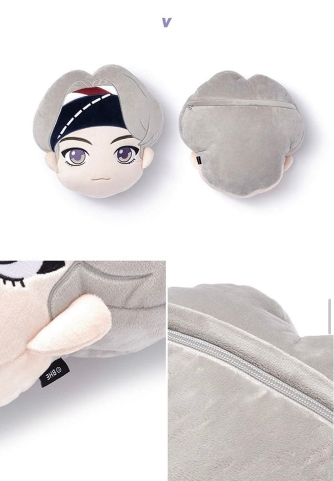 BTS TinyTAN V Face Cushion Blanket Mic Drop Plush Doll Official New ...