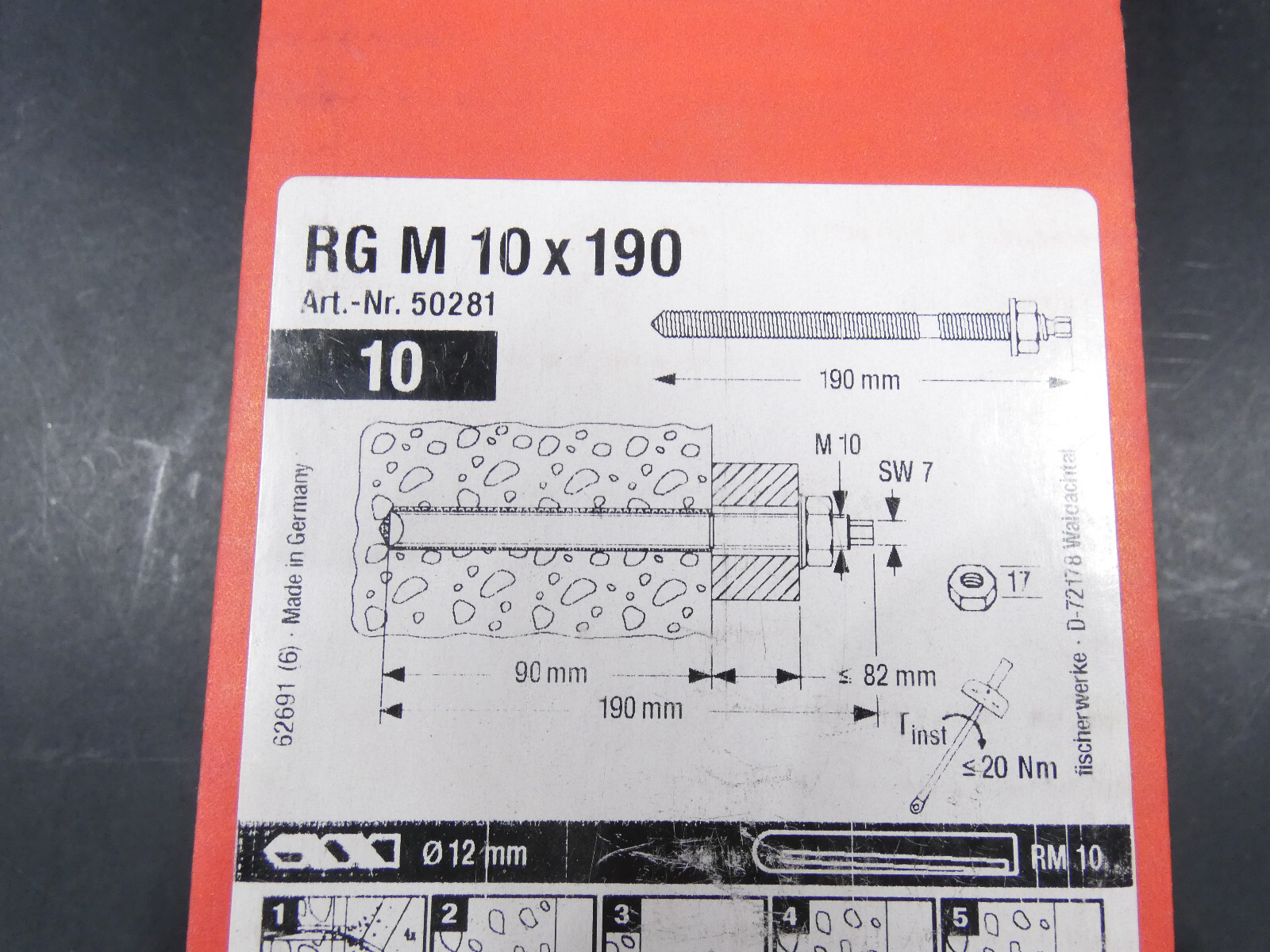 Fischer | RG M 10 x 190 | 10 Stück Ankerstange verzinkt | 50281 | eBay.de