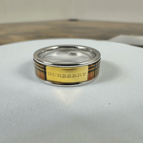 Burberry Nova Check Plaid Sterling Silver Ring Size 8 | eBay