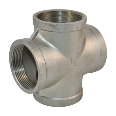2“ 2 In NPT Thread 4 Way Female Cross Coupling Connector SS304 Pipe ...