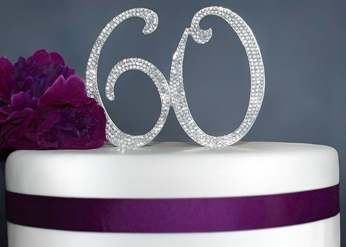 60 Cake Topper Premium Sparkly Crystal Rhinestones 60th Birthday or ...