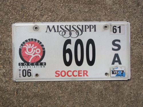 2013 Mississippi Soccer Association License Plate 600 SA | eBay