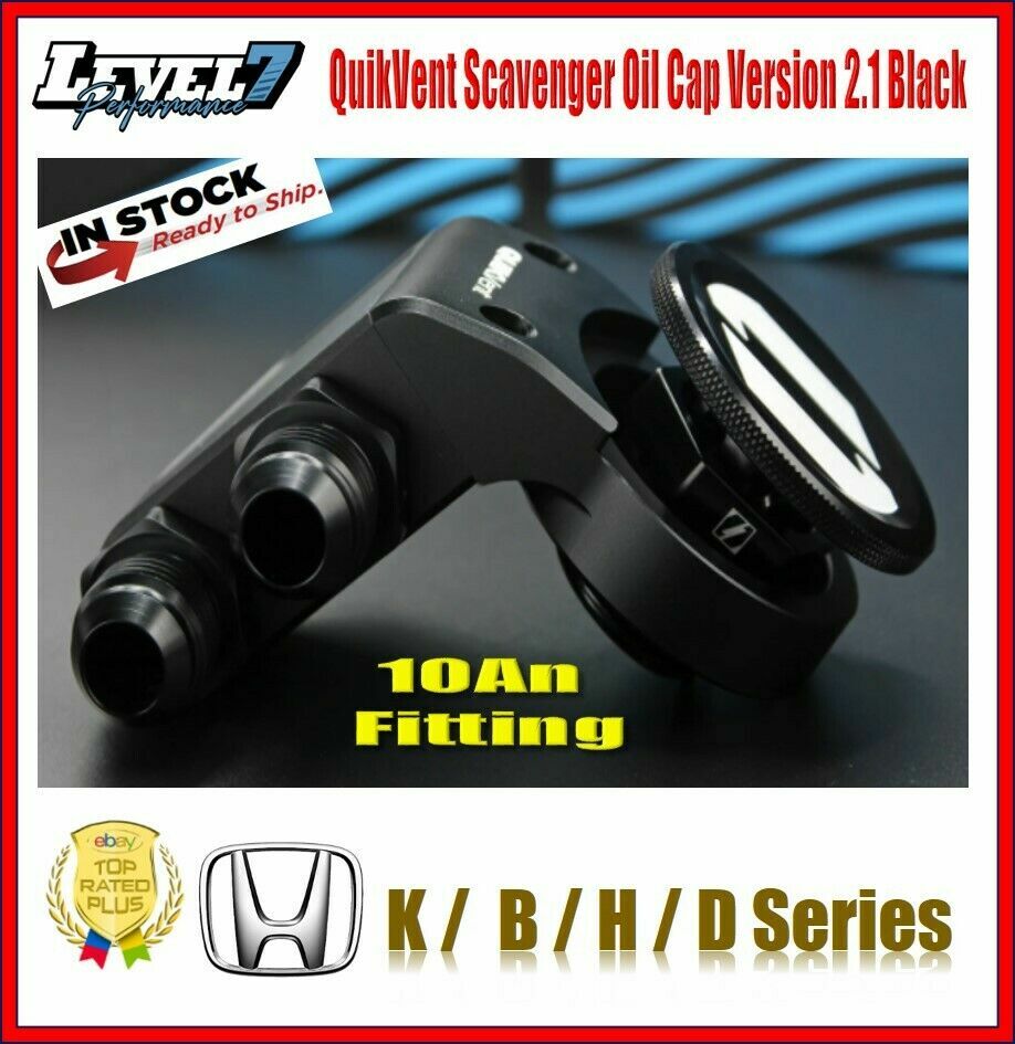 Level 7 Performance V2.1 QuickVent Scavenger Oil Cap Black For Honda K ...